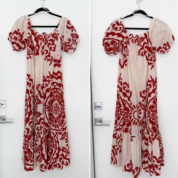 Dixie | Dresses | Dixie Red And Cream Floral Maxi Dress | Poshmark